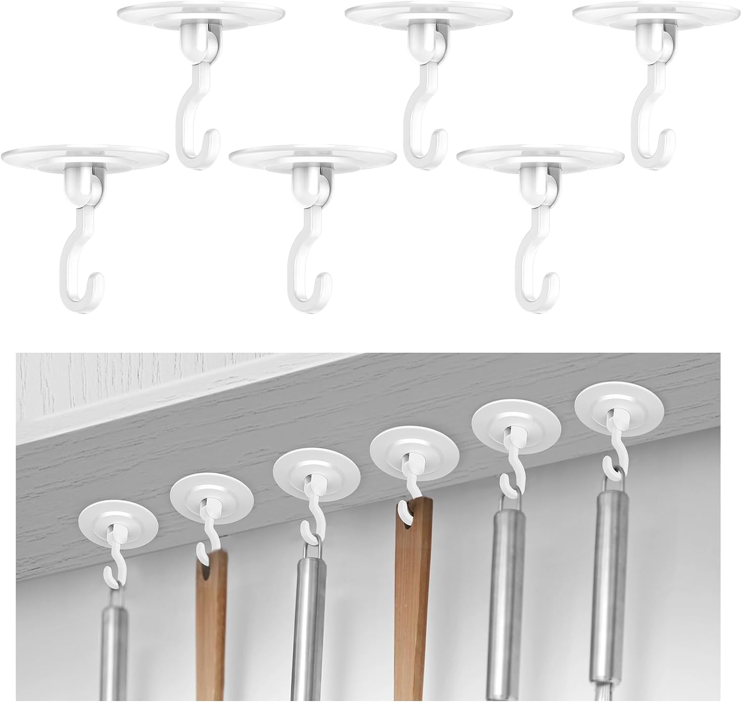 Adhesive Hooks Hanging Ceiling & Wall: Heavy Duty Damage-Free No-Drill ...