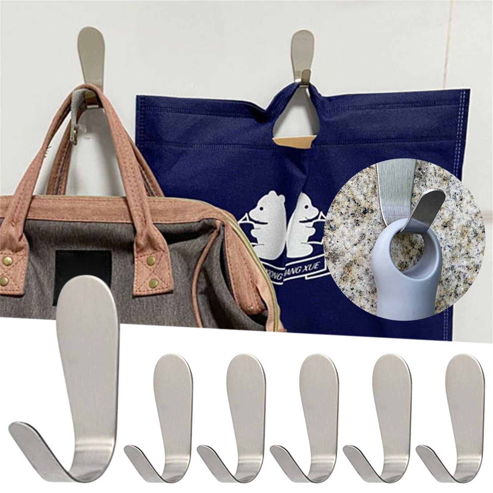 Adhesive Hooks for Hanging Heavy Duty, 6 Pcs Metal Wall Hooks, Large ...