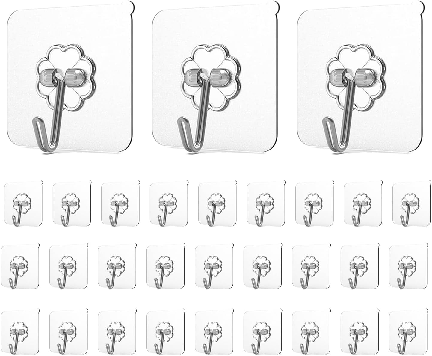 Adhesive Hooks for Hanging, Heavy Duty Wall Hooks 20 Pack, Removable ...