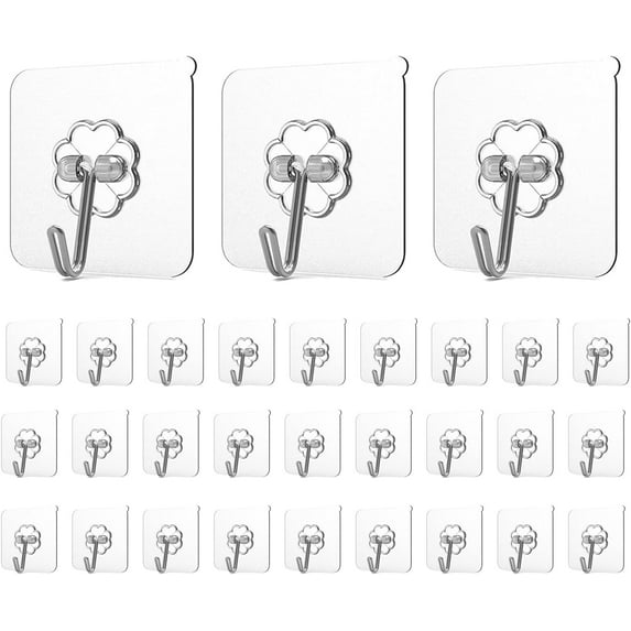 Adhesive Hooks for Hanging, Heavy Duty Wall Hooks 20 Pack, Removable ...