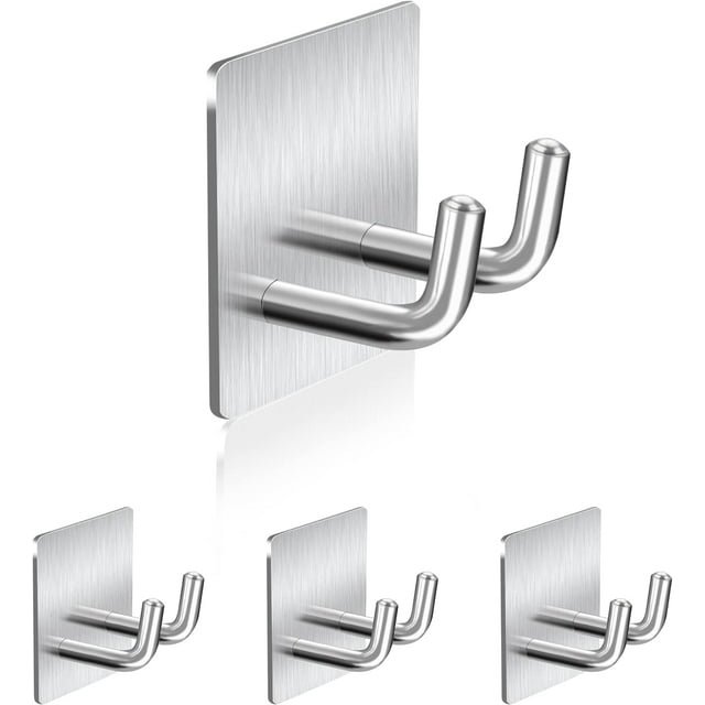Adhesive Hooks Heavy Duty, Long Stainless Steel Self Adhesive Wall Hook ...