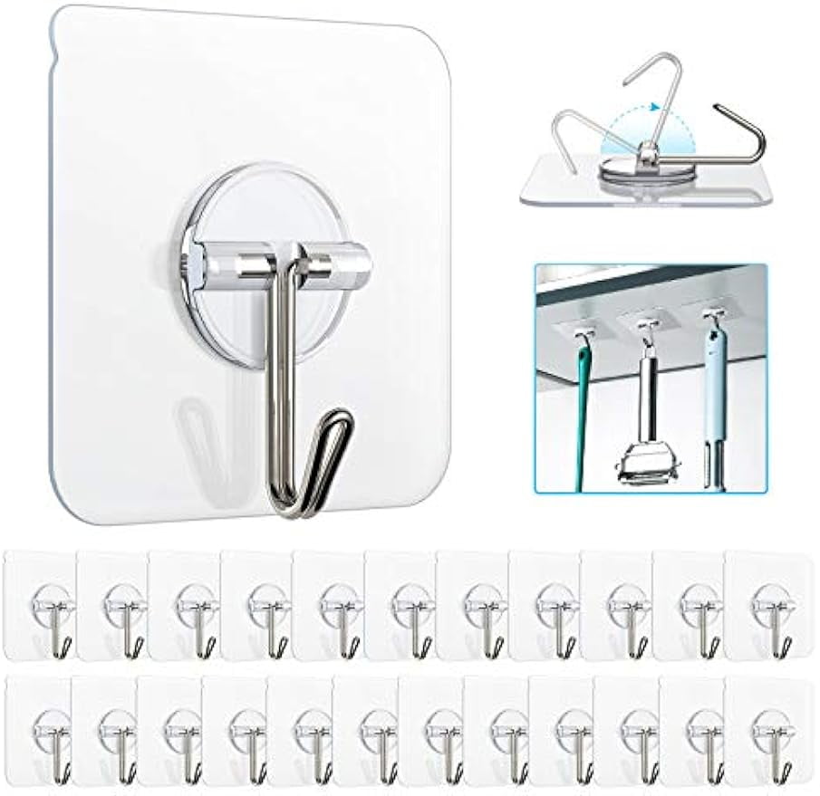 Adhesive Hooks Removable Wall Hooks 13 LB Ceiling Hook Transparent ...