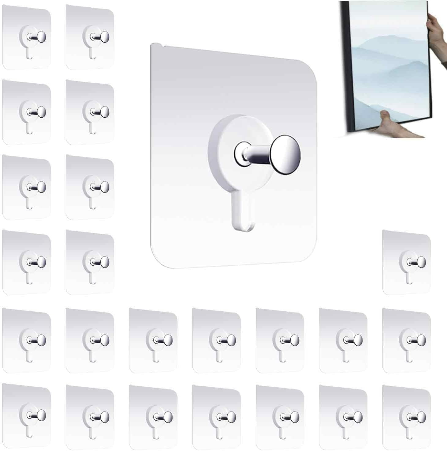 Adhesive Hooks,Wall Hooks Self-Adhesive Traceless Clear For Heavy Duty ...