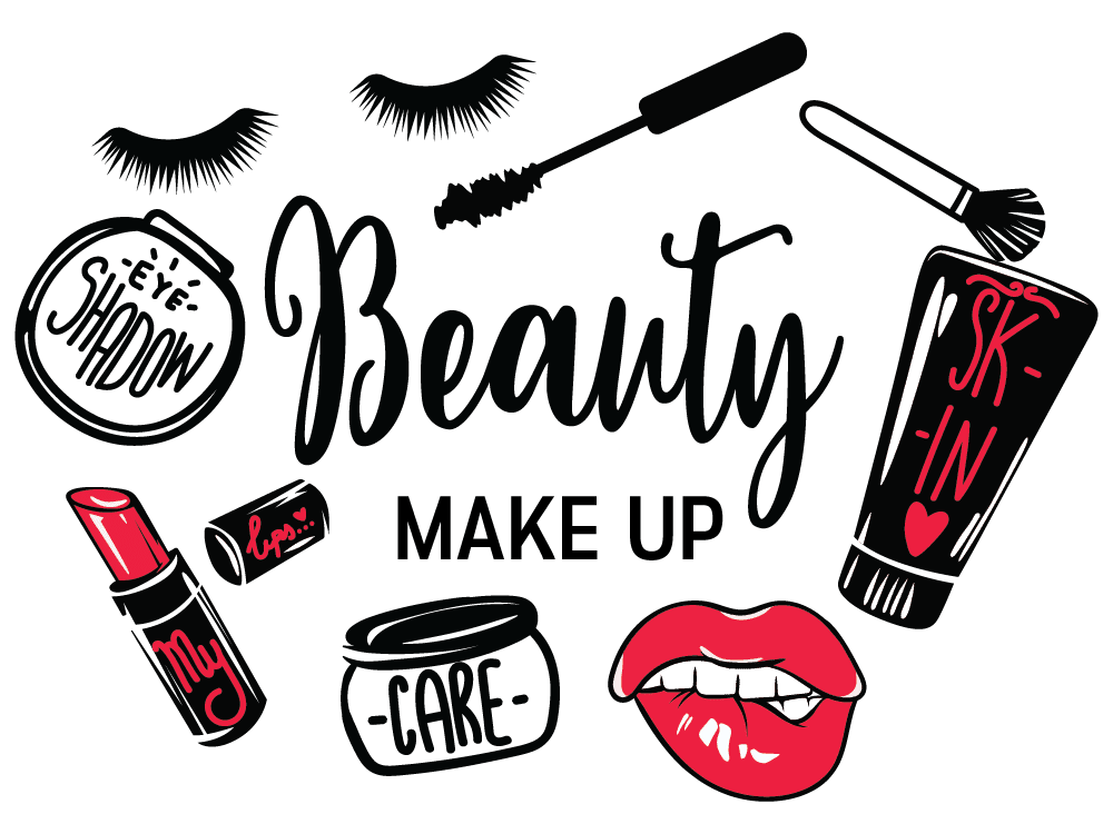 Adhesive Kids Room Beauty Make Up Lettering Art Multicolored Home ...