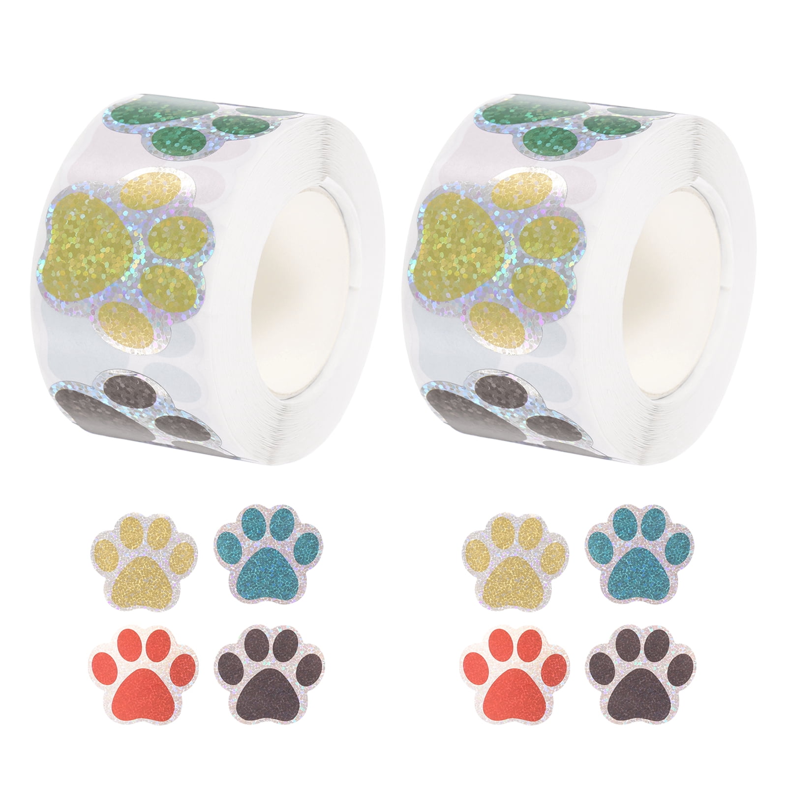 Adhesive Label Stickers Sequin Mixed Color 1000Pcs Paw Prints Stickers ...