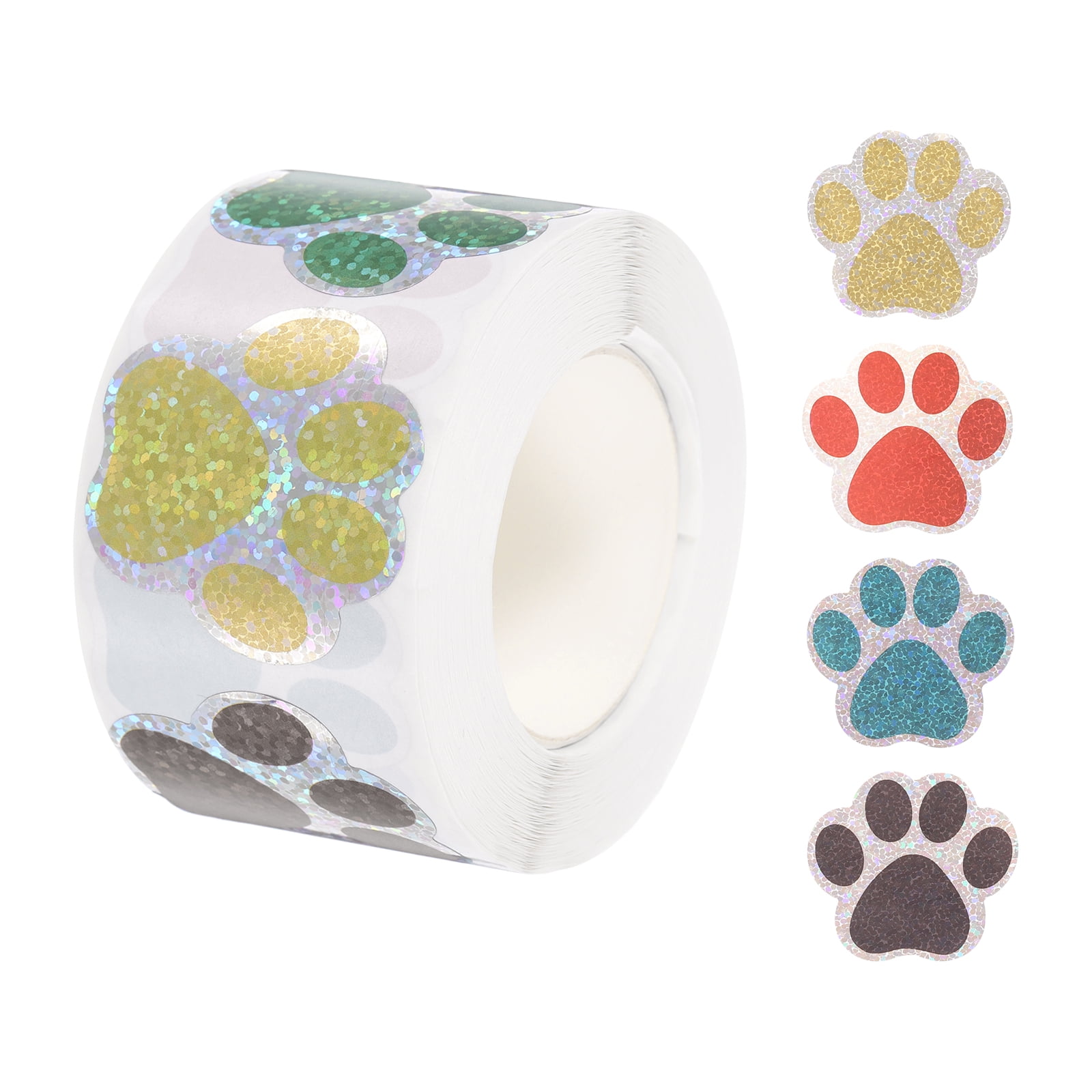 Adhesive Label Stickers Sequin Mixed Color 500Pcs Paw Prints Stickers 1 ...