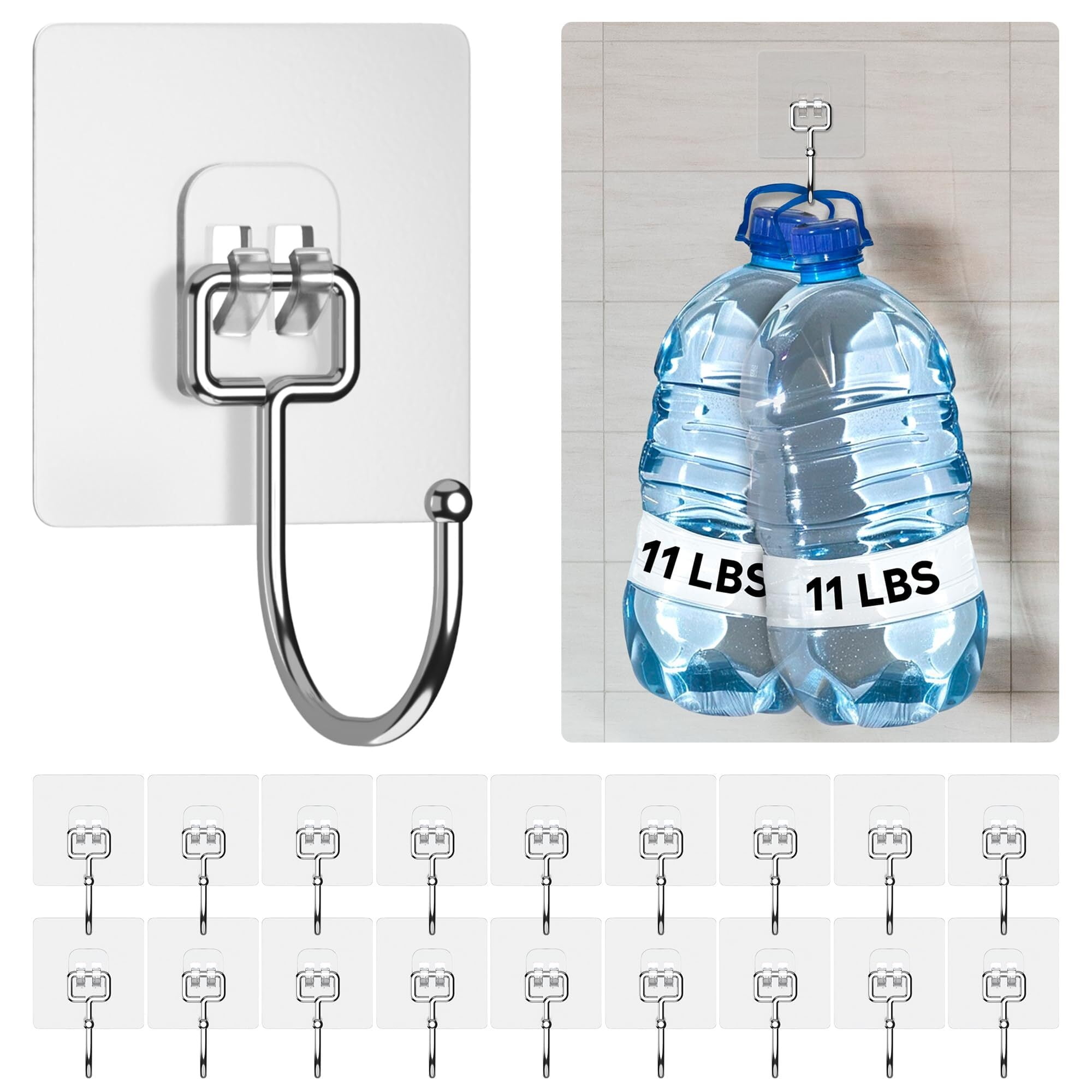 Adhesive Large Wall Hooks for Hanging Heavy Duty 22 lbs Hook for Walls ...