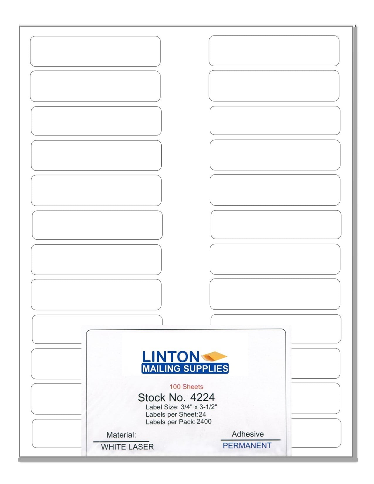 Adhesive Laser-Print Labels, White Blank, 3/4" x 3-1/2", 24 Per Sheet ...
