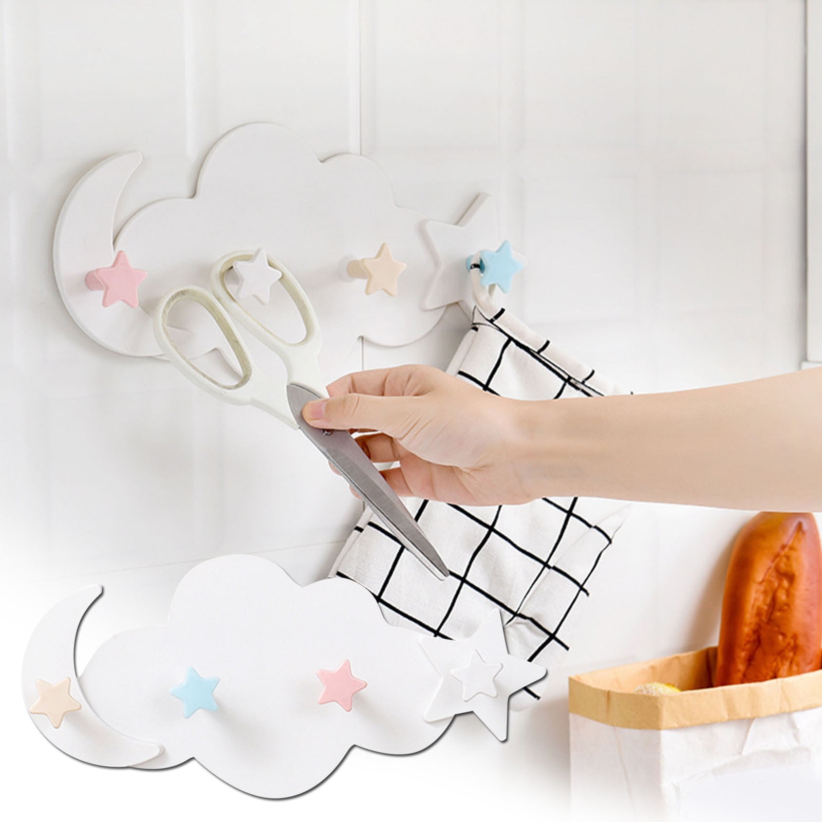 Adhesive Moon Star Hooks for Room Decor Cute Cloud Wall Hangers for ...