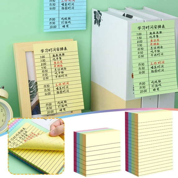 Adhesive Notes Oblong Dual Size 4 Colors 200 Sheets Lined Paper Notepad ...