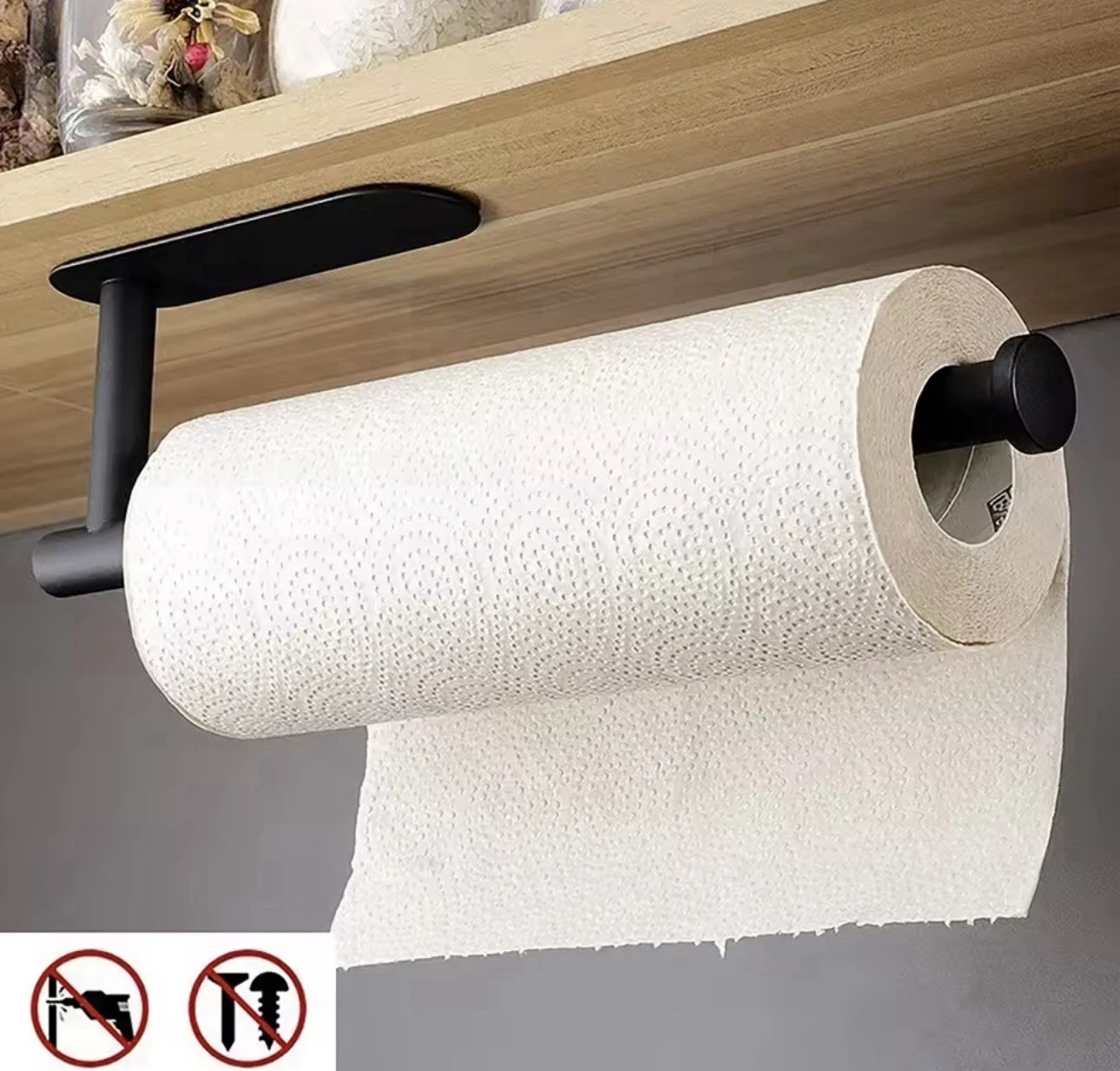 Adhesive Paper Towel Holder Kitchen Roll Dispenser Cabinet Napkin Rack ...