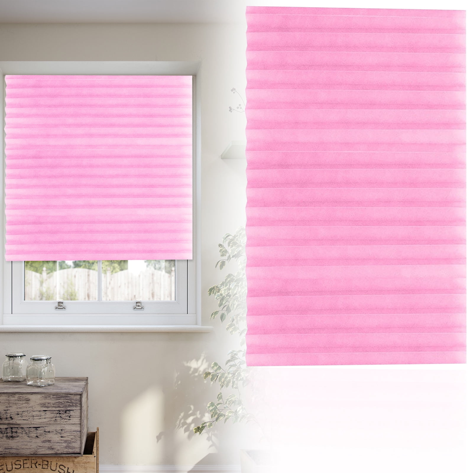 Hgtduk Adhesive Pleated Blind Folding Privacy Curtain for Bedroom, Easy ...