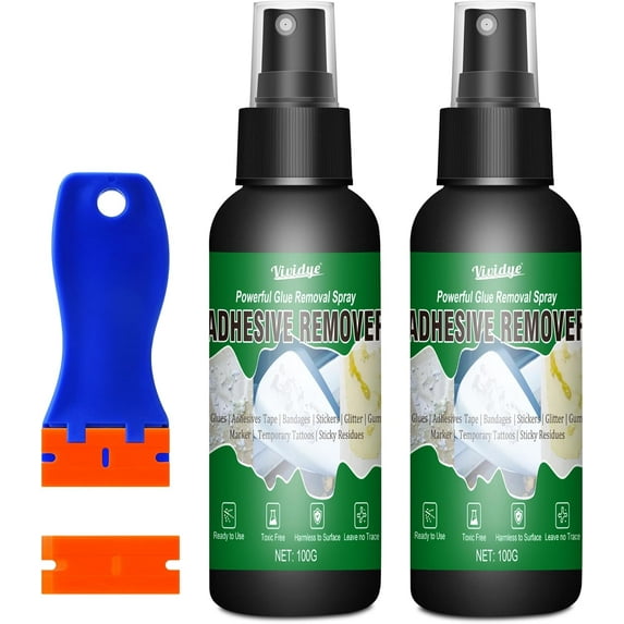 Adhesive Remover, 7oz Sticker Remover Spray With Scraper & Razor Blades ...