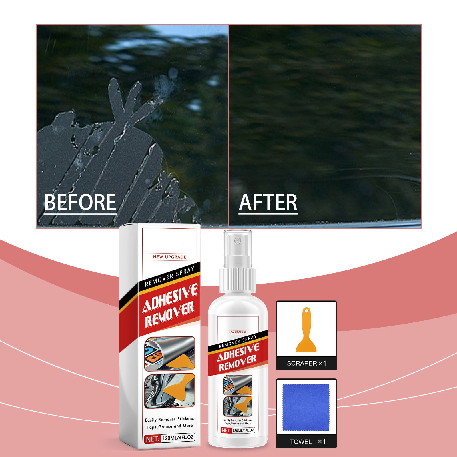 Adhesive Remover Spray for Car Glass Paint Stickers | Multi-Surface ...