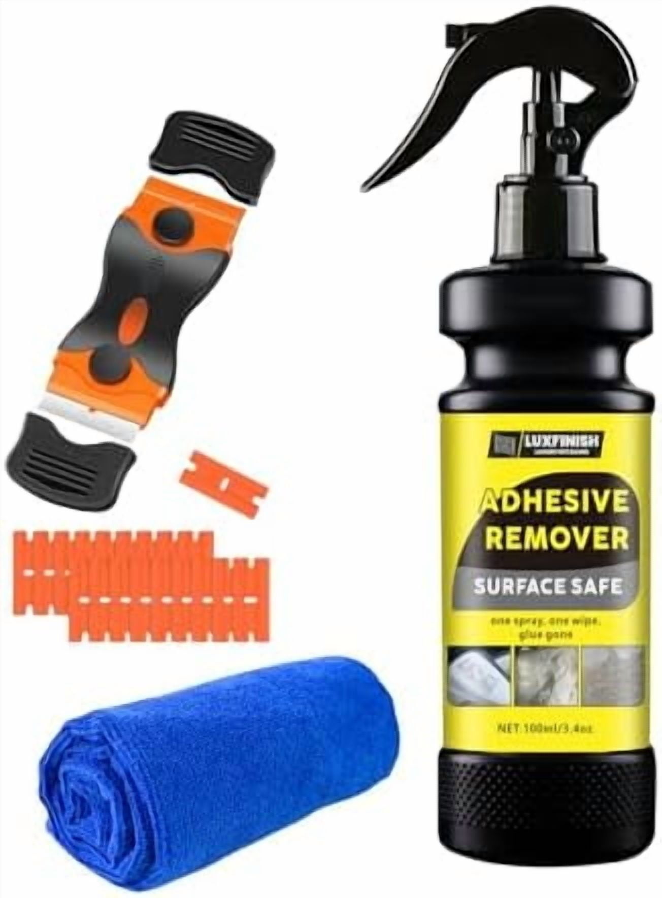 Adhesive Remover Spray with Scraper & Towel - Remove Stickers, Labels ...