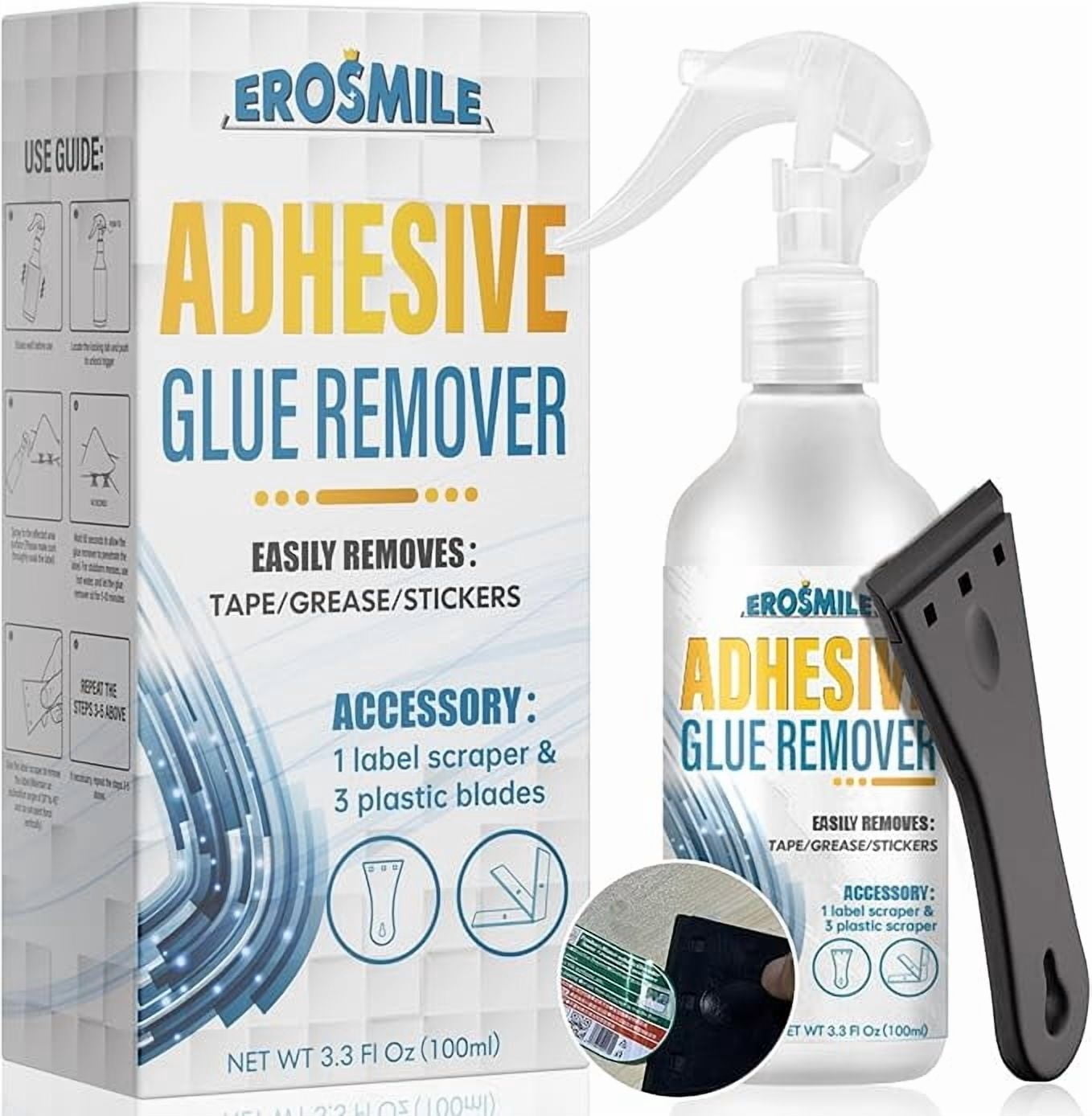Adhesive Remover, Sticker & Glue Removal Spray Kit with Plastic Scraper ...