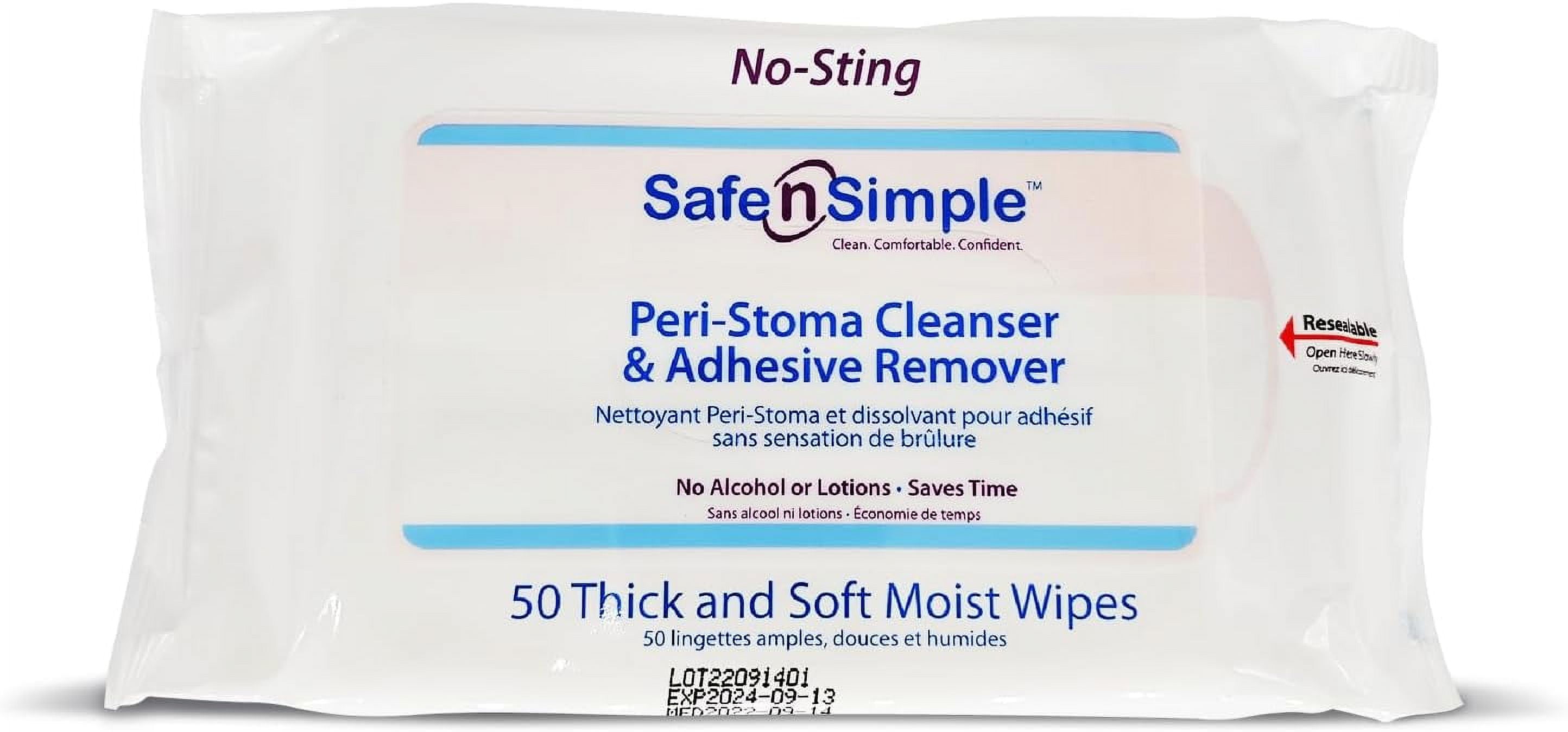 Adhesive Remover Wipes - 50 Large No-Sting Skin Prep Wipes Medical Skin ...