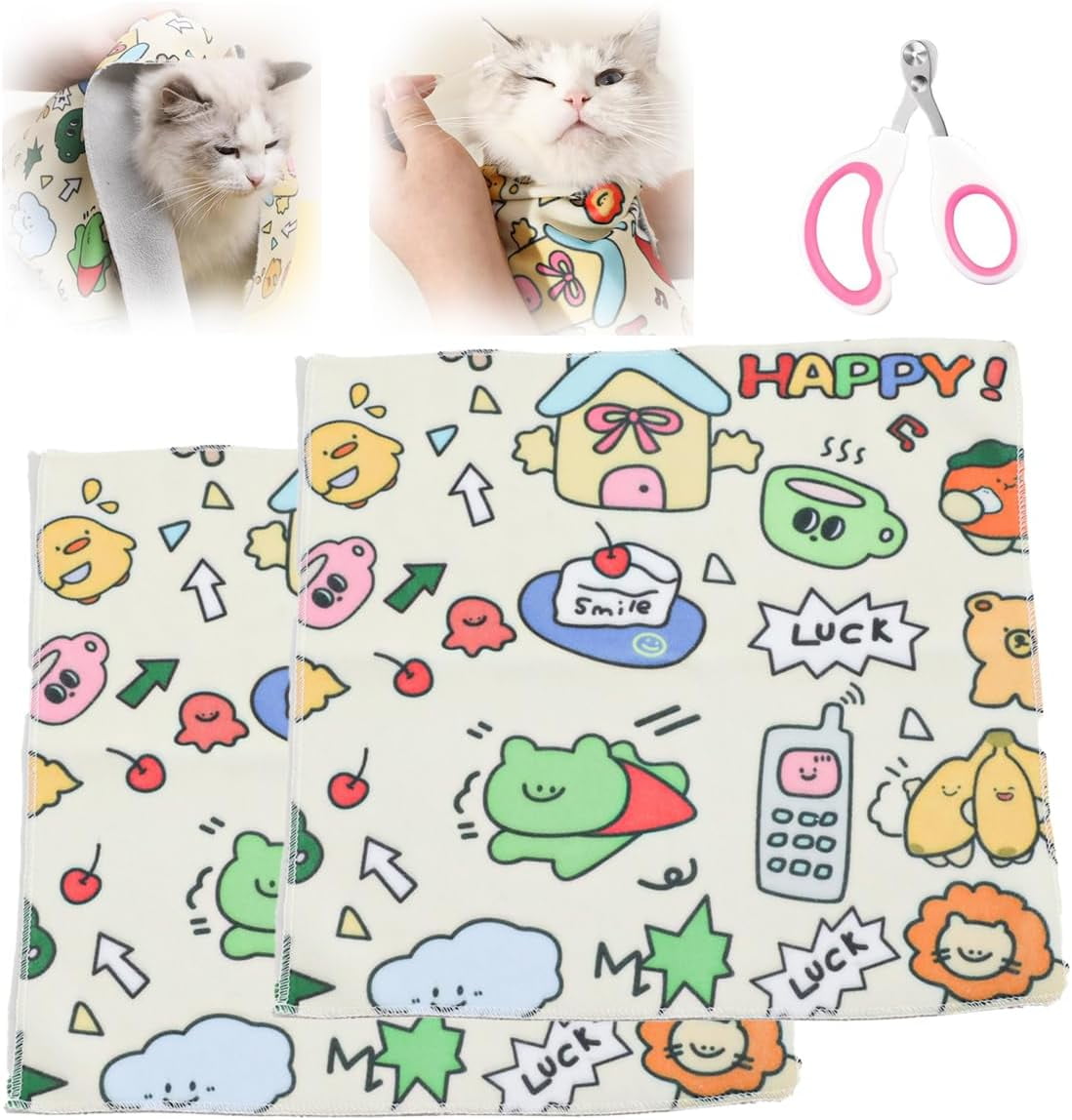 Adhesive Restraint Cloth for Cats,Anti-Bite Blanket Cat Wrap Nail ...