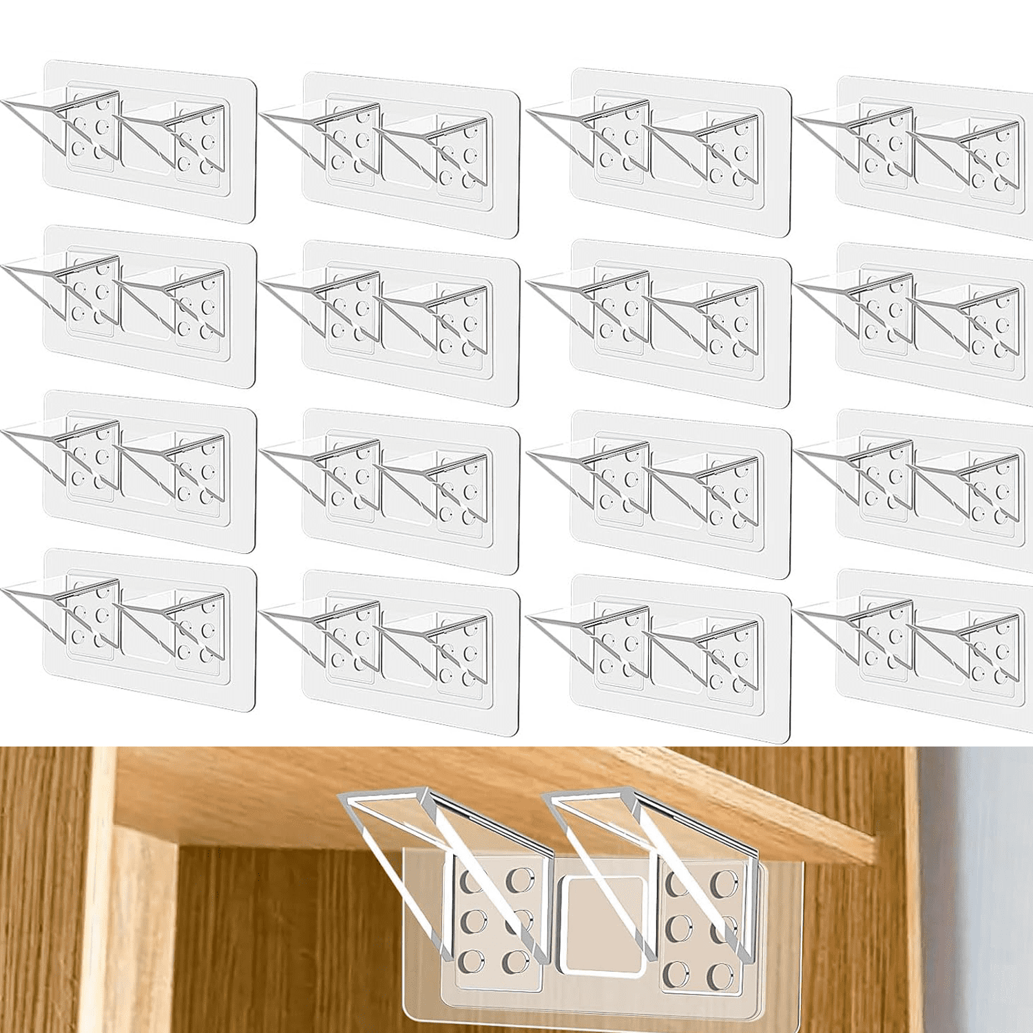 Adhesive Shelf Bracket, Double Row Reinforced Shelf Support Pegs for ...