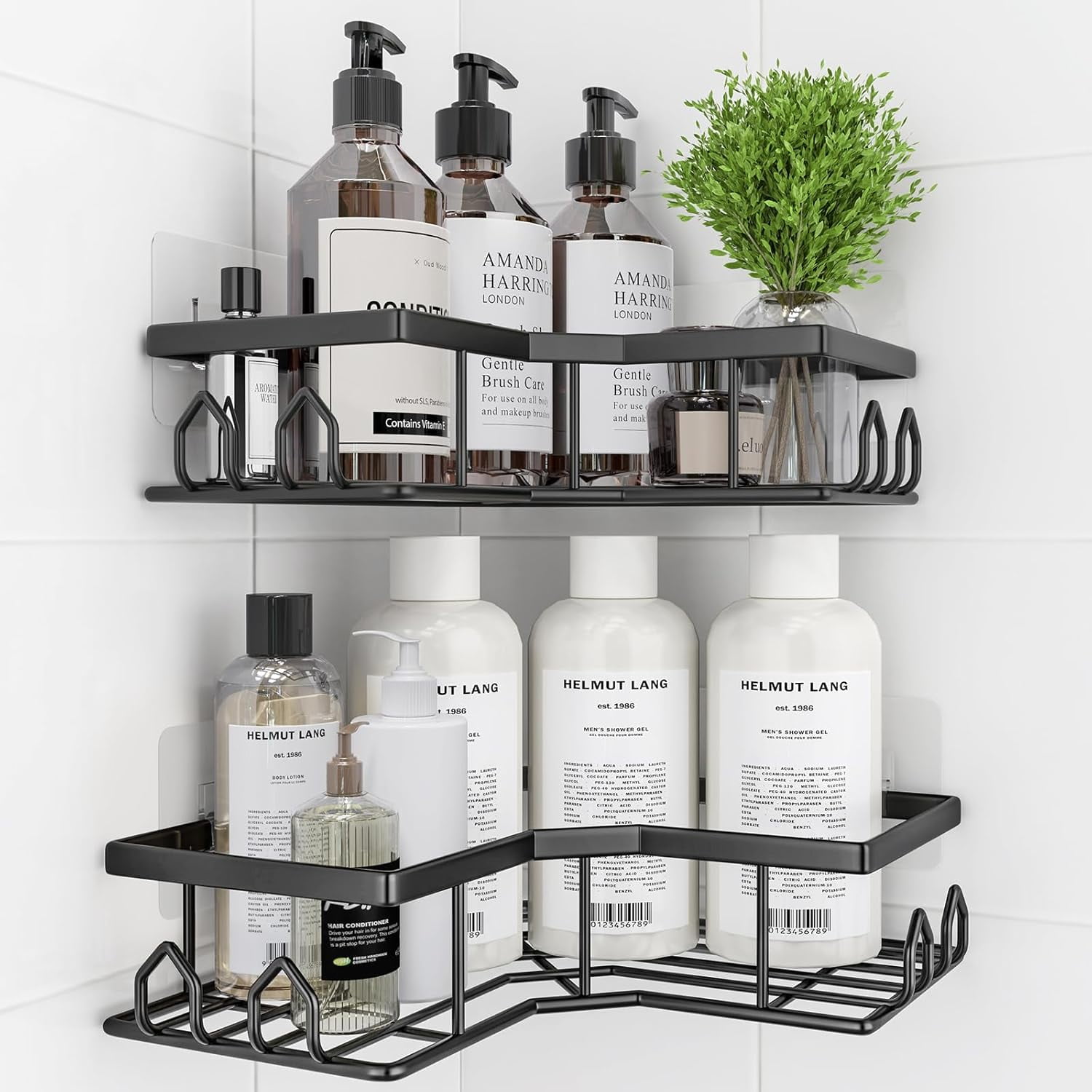 Adhesive Shower Caddy, 2 Pack Corner Bath Organizer, Rustproof ...