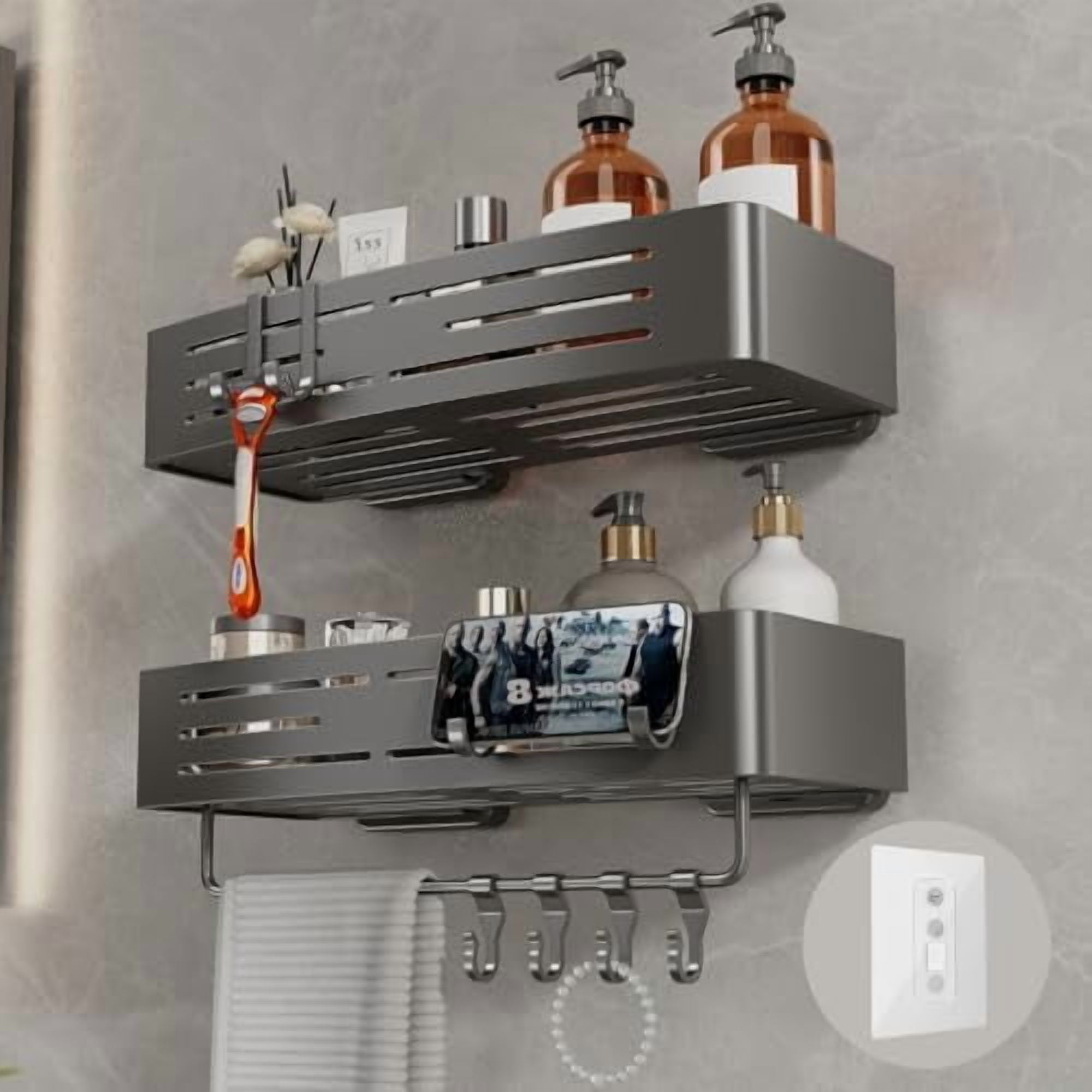 Adhesive Shower Caddy, 2 Pack Shower Shelves for Inside Shower No ...