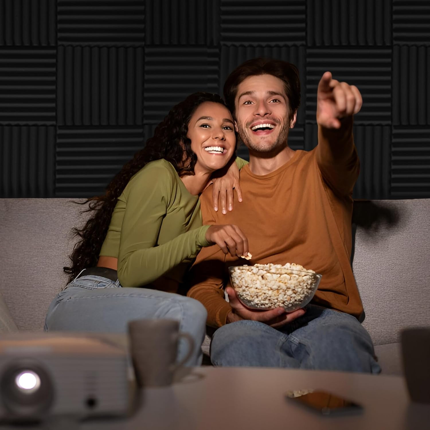 Adhesive Soundproof Wall Panels – Black Acoustic Tiles, 12x12x1inch, Noise Cancelling Foam for ...