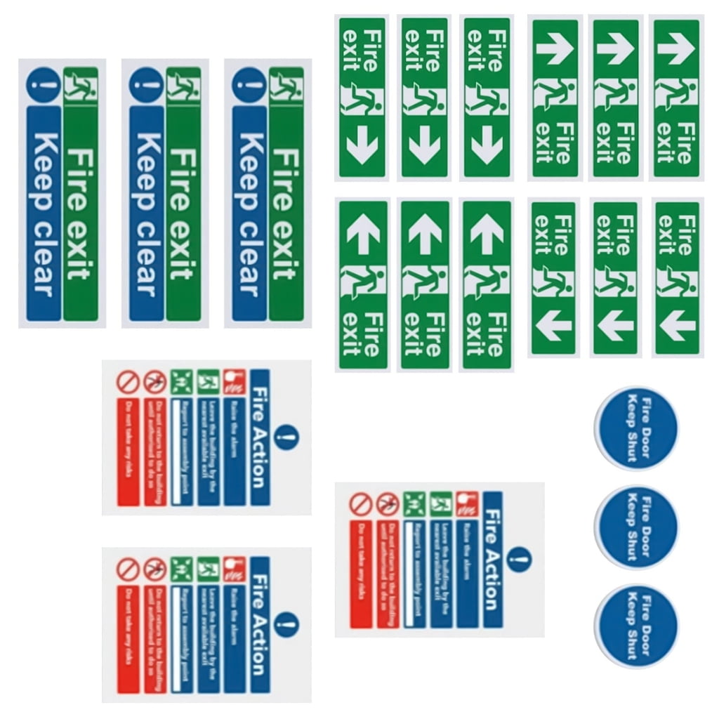 Adhesive Sticker Fire Exits Signs RIGHT LEFT UP DOWN Safety Signage ...