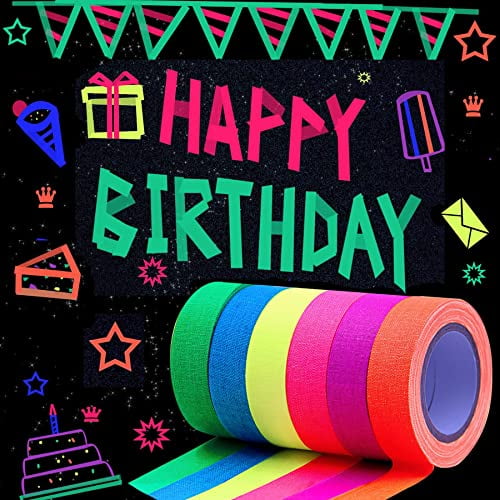 Adhesive Tape, 6 Colors Neon Gaffer Cloth, UV Blacklight Glow Tape, 0.6 ...