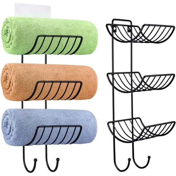 Adhesive Towel Holder for Bathroom Wall Mounted, No Drill Towel Rack ...