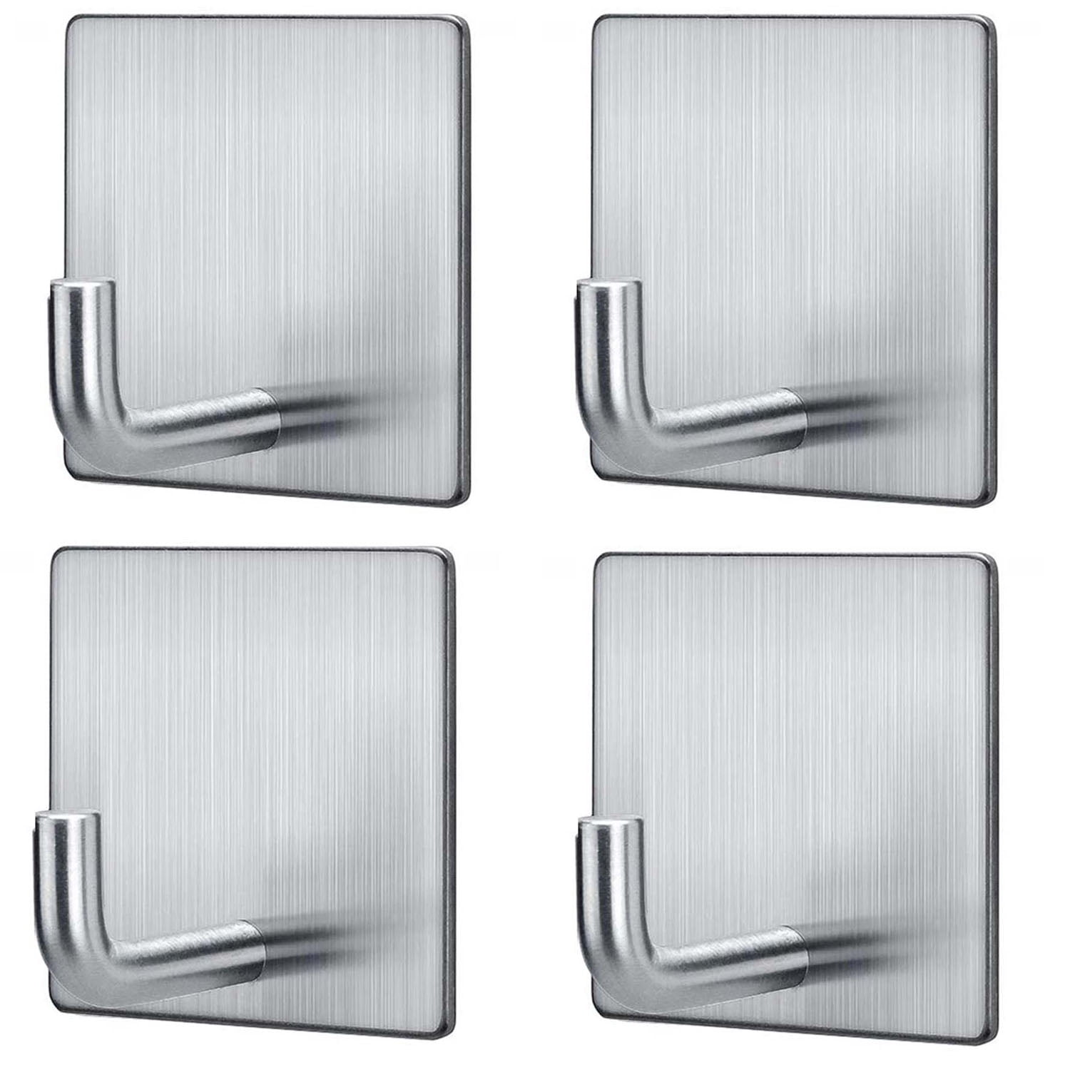 Adhesive Towel Hooks Wall Hooks, Bathroom Wall Aluminum Hooks (4 Pack ...