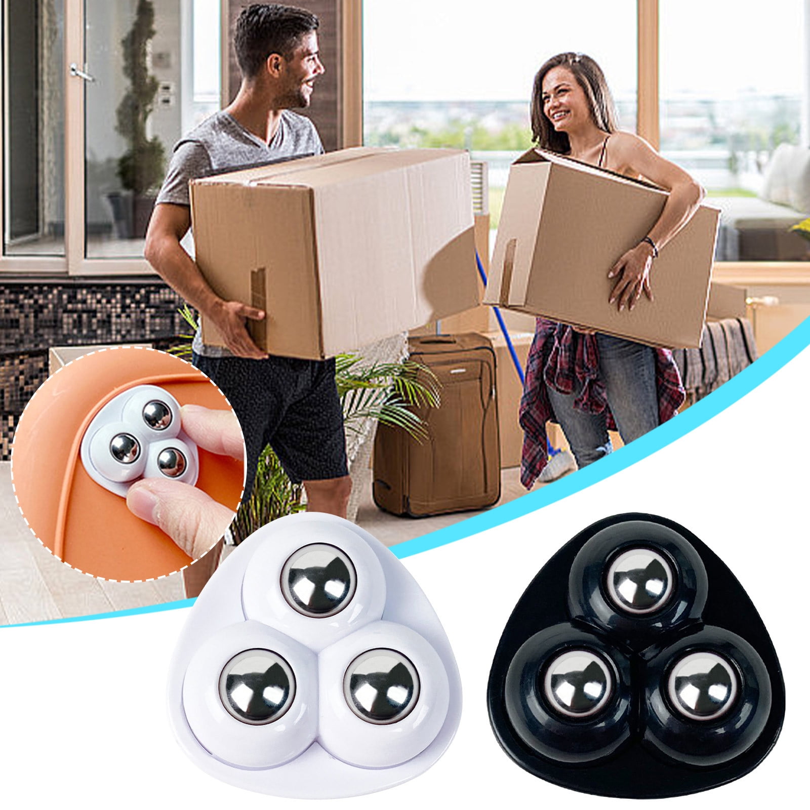 Adhesive Universal Caster Wheels | 360° Rotating Silent Paste-On Small ...