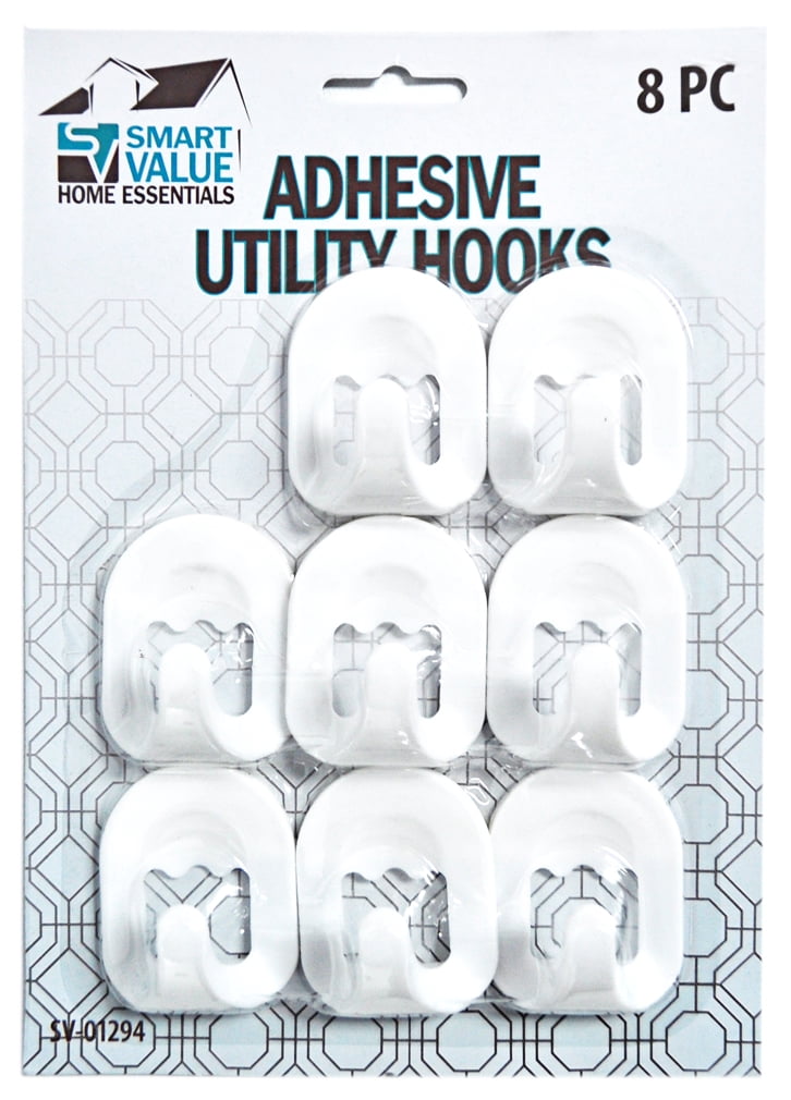 Adhesive Utility Hooks 8 Pack - Walmart.com