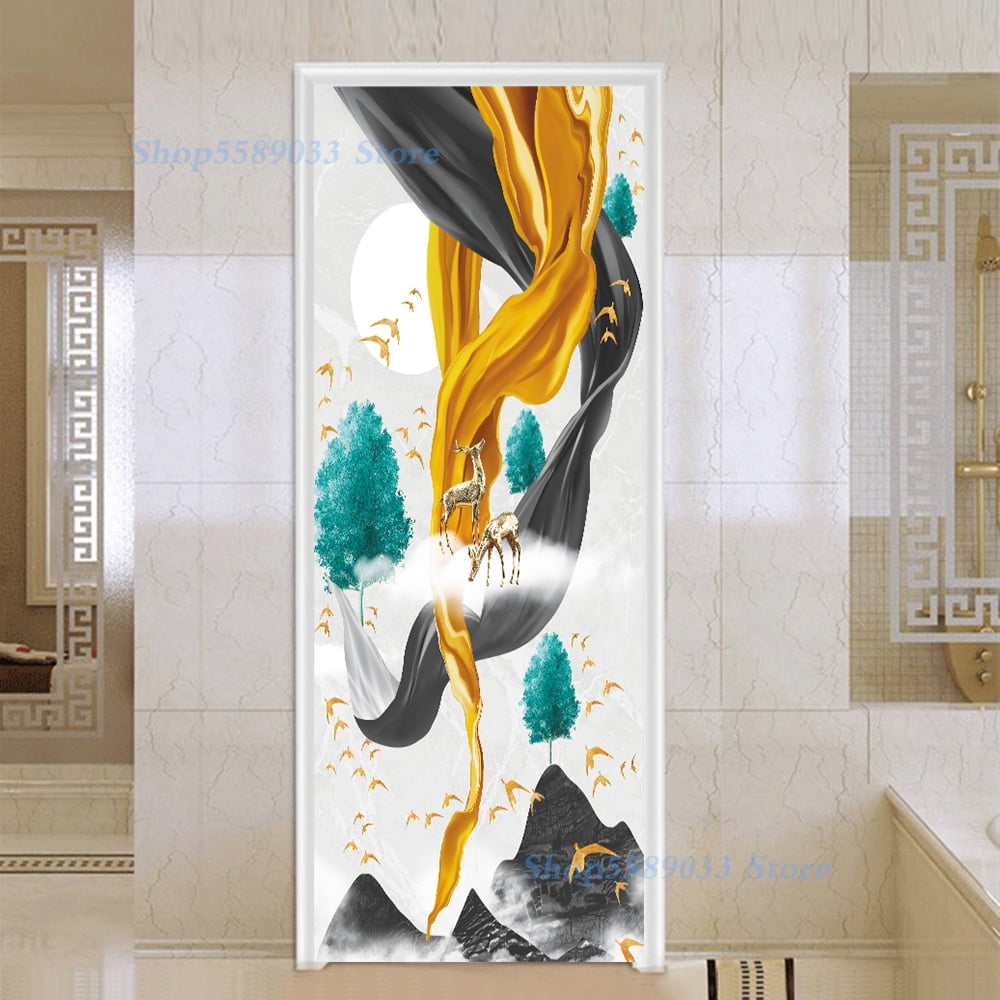 Adhesive Vinyl Door Stickers Full Cover Film Door Decoration Home ...