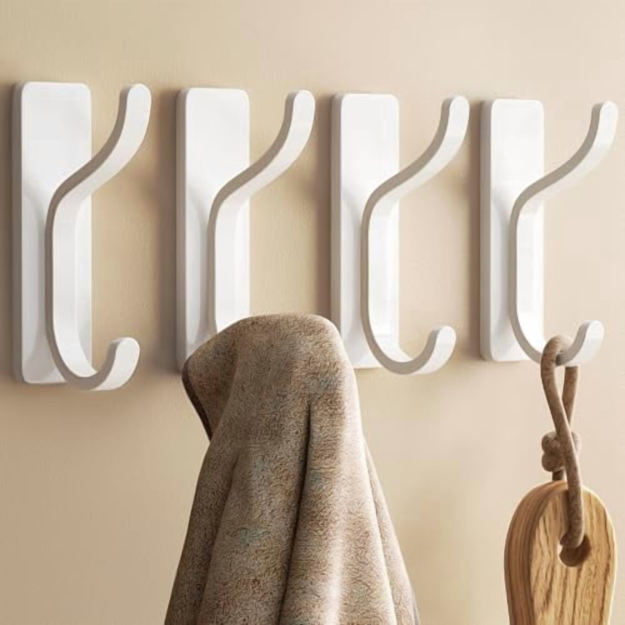 Adhesive Wall Coat Hooks - Heavy Duty Stick-On Door Hanger, Metal Hook ...