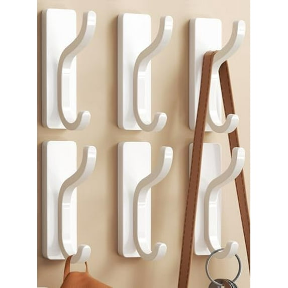 Adhesive Wall Coat Hooks - Heavy Duty Stick-On Door Hanger, Metal Hook ...