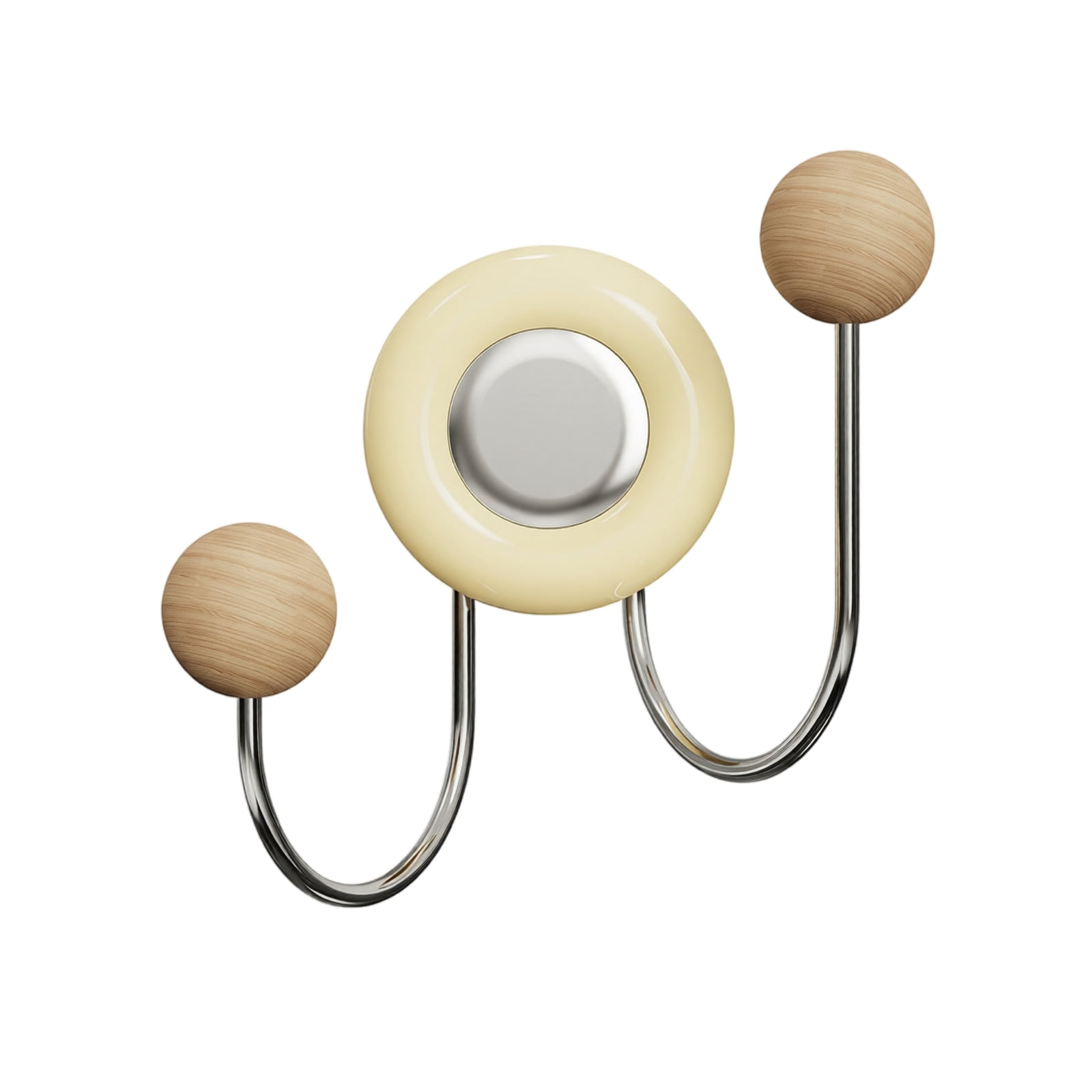 Adhesive Wall Hook, Punch Free Wood Grain Double Ball Yellow No Trace ...