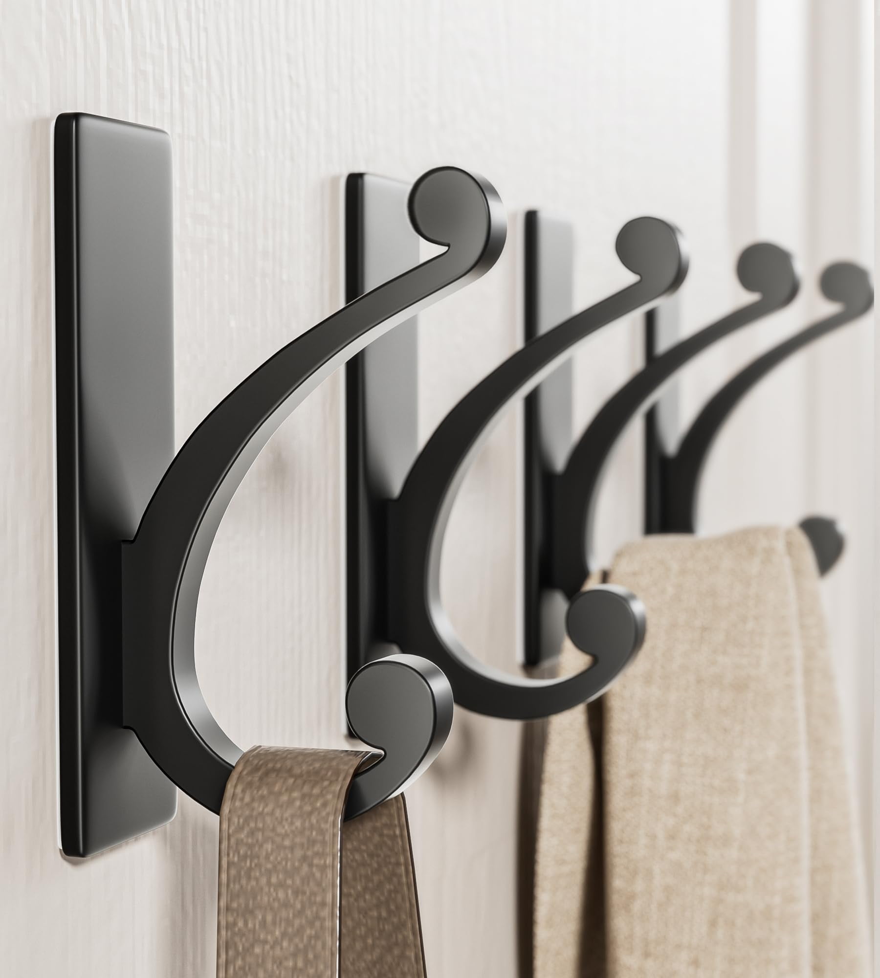 Adhesive Wall Hook Stainless Steel 10LB Heavy Duty, Staggered Dual Hook Design for Towel Coat ...