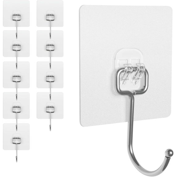 Adhesive Wall Hooks for Hanging - 60lb Heavy Duty Waterproof ...