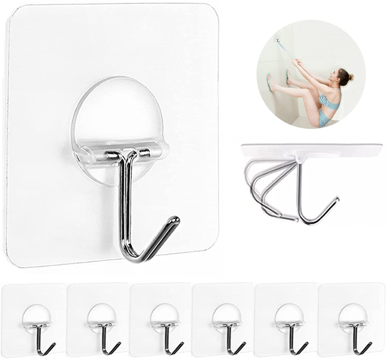 Adhesive Wall Hooks for Hanging Heavy Duty Towel Coat Hooks Waterproof ...