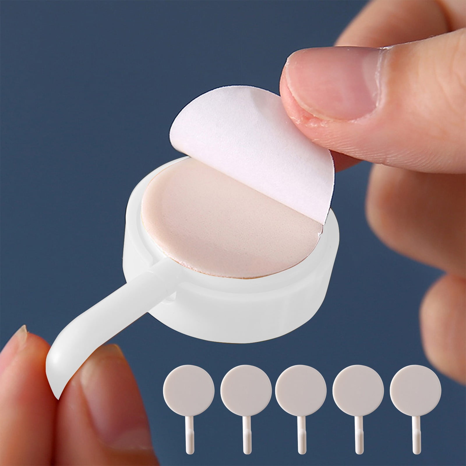 Adhesive Wall Hooks, Kitchen or Bathroom Organization Use, 5pcs No-drill Hangers, 360 Rotation ...