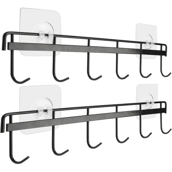 Adhesive Wall Hooks Rack Kitchen Rail, Space Saving Utensil Holder No ...