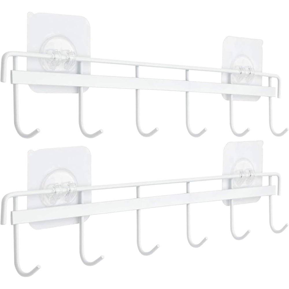 Adhesive Wall Hooks Rack Kitchen Rail, Space Saving Utensil Holder No ...