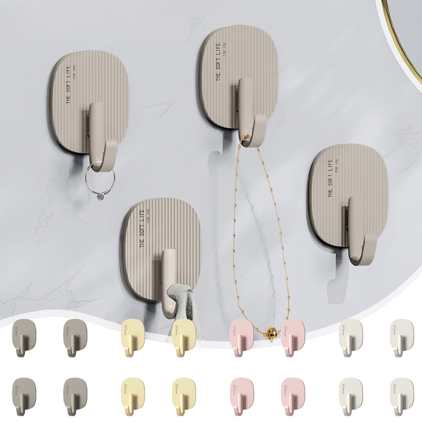 Adhesive Wall Hooks Strong Load-Bearing 15kg | Seamless Plastic Hooks ...