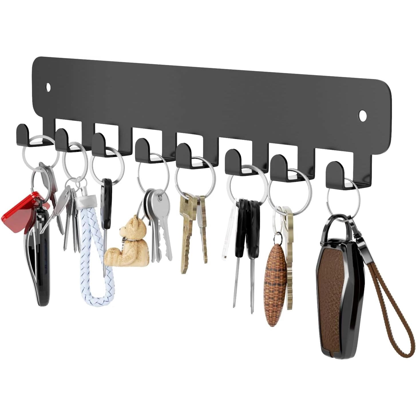 Adhesive Wall Mount Key Holder, 8 Hooks Hanger for Car Key Ring, M ...