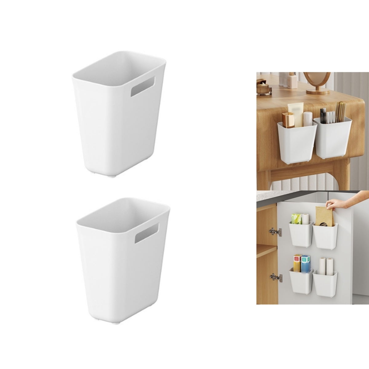 Adhesive Wall mounted Storage Box,2Pcs Non-drilling Adhesive Floating ...