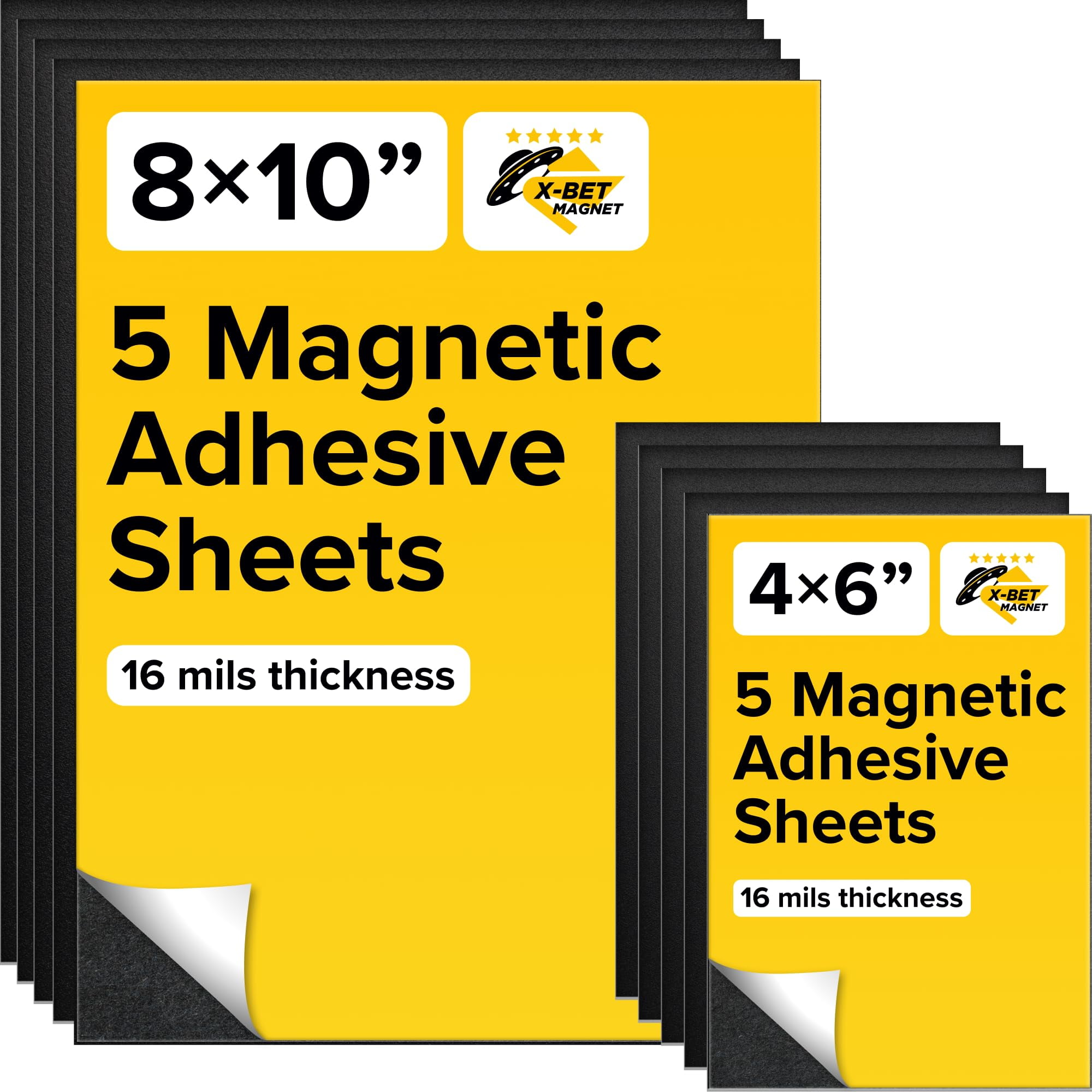 Adhesive magnet sheet mix (4x6 5pcs & 8x10 5 pcs) 16 mils - Walmart.com
