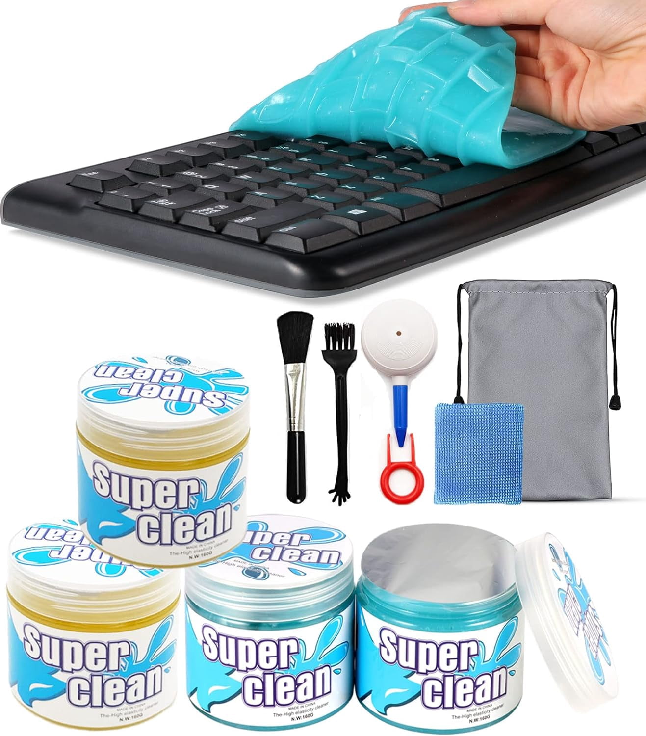 Adhjito Cleaning Gels with 6 Cleaning Kit, Car Interior Cleaner Putty ...