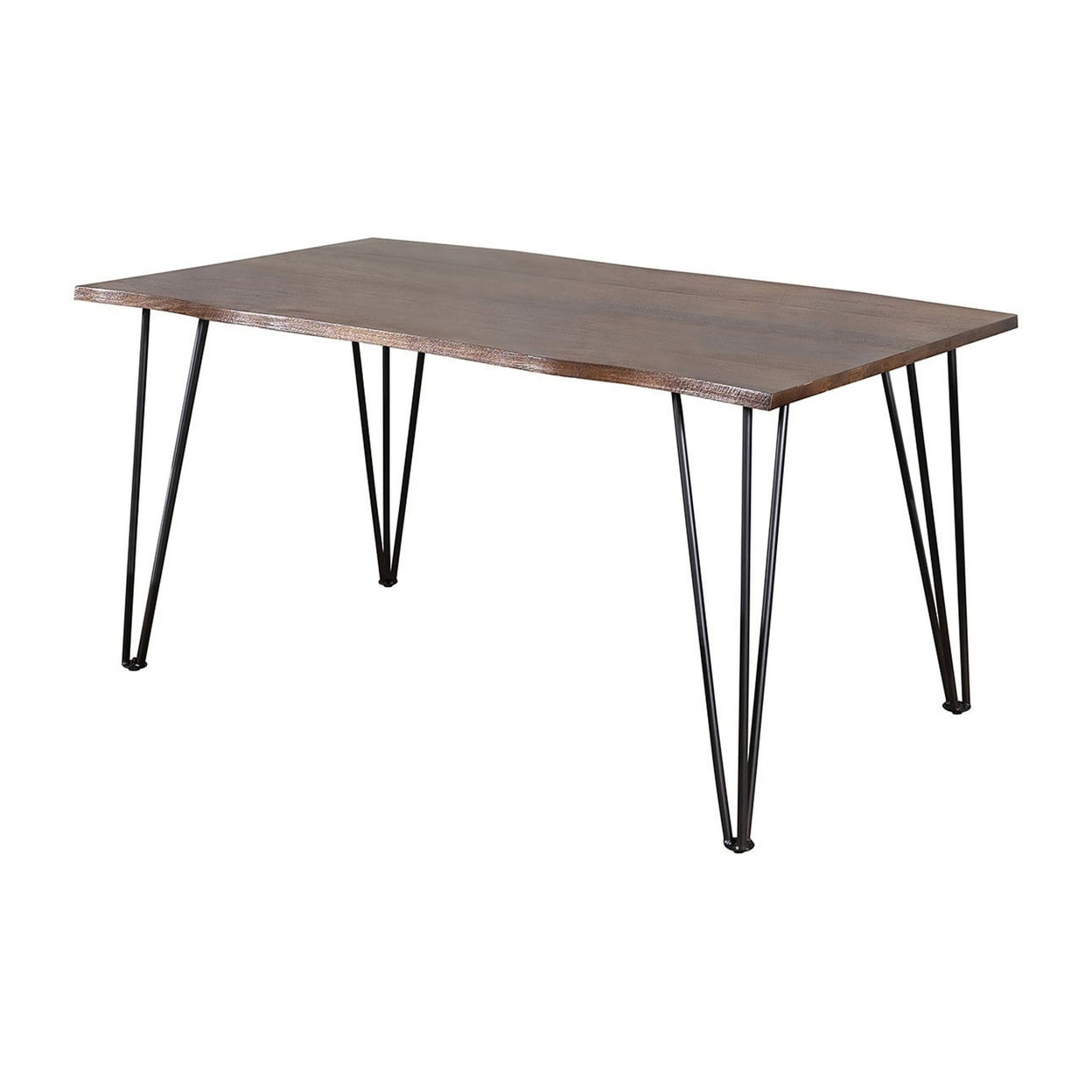 Adi 60 Inch Modern Dining Table Live Edge Wood Top Gray Iron Hairpin ...