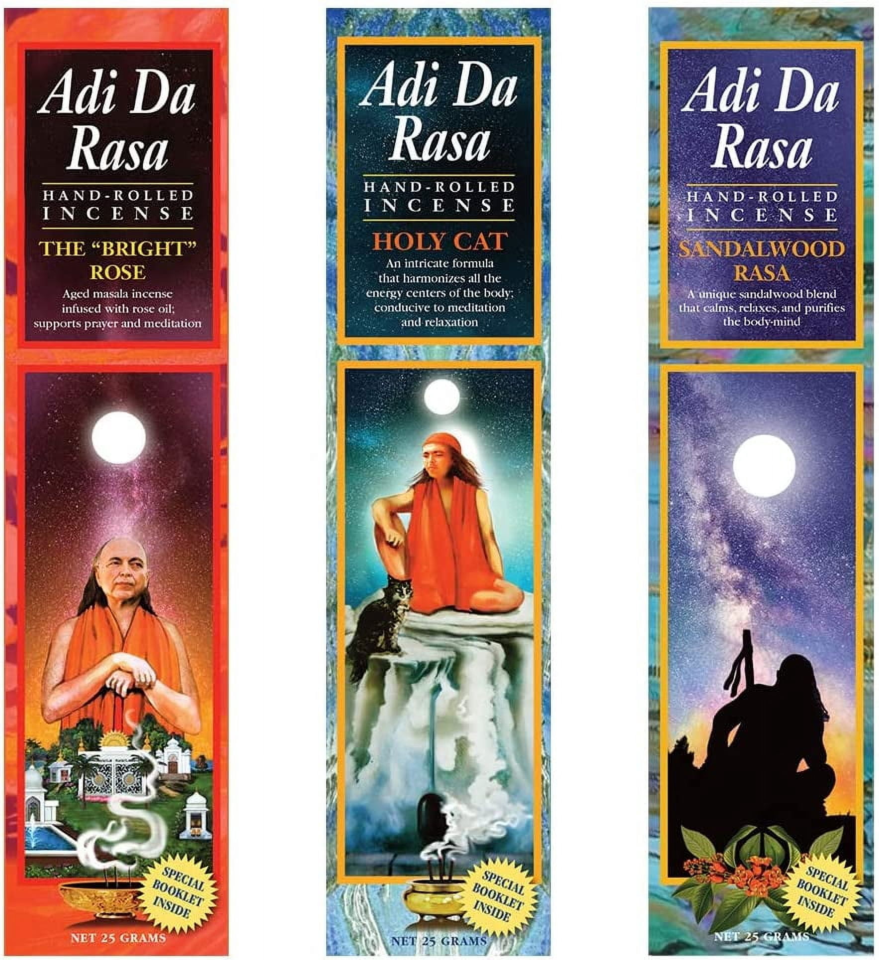 Adi Da Rasa Incense: 3 Packs-25 Grams Each (The 'Bright' Rose, Holy Cat ...