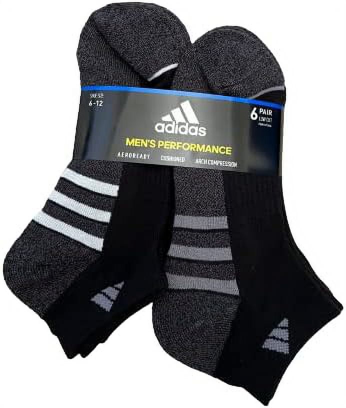 Adidas Men's Low Cut Socks with Compression, 6 Pairs Pack, Shoe Size 6 ...